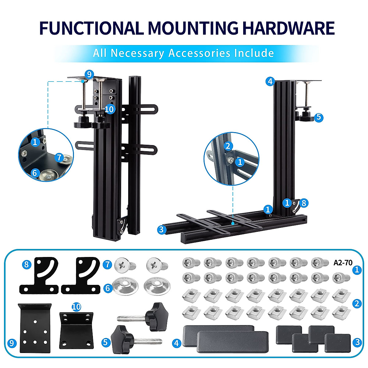 Set of 2 Desktop Mount for Flight Simulator Joystick for Logitech X56/X52/X52 Pro/Thrustmaster T-Flight Hotas, Thrustmaster T.16000M, Thrustmaster TCA, Throttle and Hot Air System Flight Simulator Joystick.