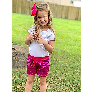 Cilucu Baby Girls Shorts Toddler Sequin Shorts Sparkles on Both Sides Hot Pink 5T
