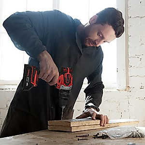 BeHappy Cordless Drill Combo Kit 21V, 1/2 Inch Brushless Power Tool Kit and 1/4 Inch Impact Driver, Electric Drill Kit with 2 Batteries and Charger, DIY