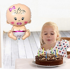 Huture 2PCS 30"x20" International Welcome Baby Shape Jumbo Mylar Foil Balloon Boy Girl Latex Helium Balloons Great for Baby Shower Pregnancy Gender Reveal Wedding Birthday Party Decor Supplies