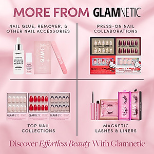 Glamnetic Press On Nails - Bubble Gum Glaze | Short Almond Pink French Tip Nails with a Glaze Finish | 15 Sizes - 30 Nail Kit with Glue