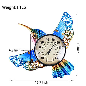 MUMTOP Indoor Outdoor Thermometer Hummingbird Waterproof Wall-Mounted Thermometer Exquisite Decoration Does not Require Any Battery