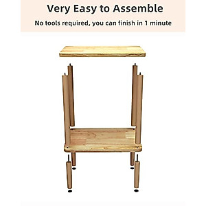 LUCKNOCK Side Table, 2-Tier Solid Wood End Table with Storage Shelf, Slim Nightstand Bedside Table for Small Spaces, Bedroom, Living Room, Entryway, Farmhouse, No-Tool Assembly.