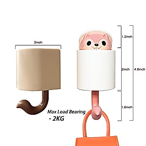 Four Colors of Sticky Hooks, Cute and Creative Squirrel Hooks, no Need to Punch Holes for Sticking to The Wall, Sticky Hooks can Hang All Kinds of Household Sundries.