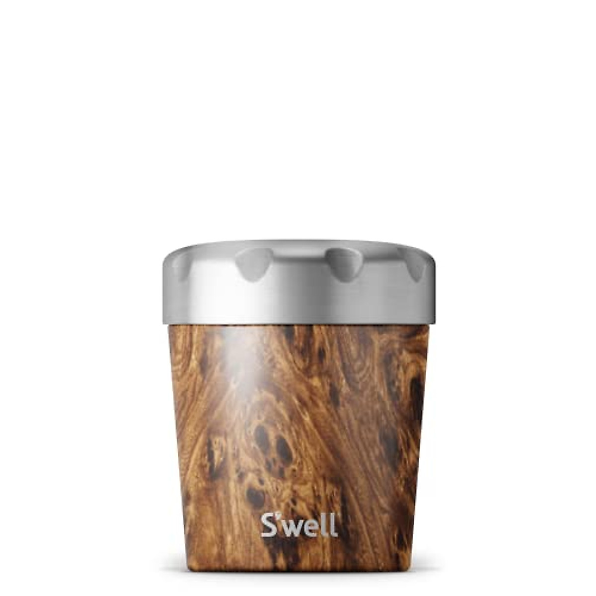 S'well Stainless Steel Ice Cream Pint Cooler 16 ounces Triple Layered Vacuum Insulated Keeps Ice Cream Frozen for Hours Ice Cream Pint Cooler, 1 Count (Pack of 1), Teakwood