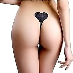 Amoreza by SKS C Style Invisible No Panty Line Heart Shaped Strapless C-String Thong (XL, Black, x_l)