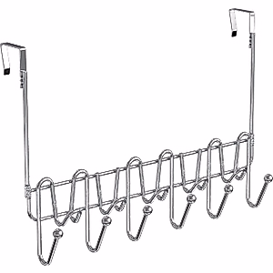 DecoBros Supreme Over The Door 11 Hook Organizer Rack, Chrome Finish