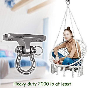 GW Gwongvvei IOH 2 Pcs Heavy Duty Swing Hangers with 4 Screws Stainless Steel 304 Antirust, 2000lb Capacity 180° Swing, Playground Porch Yoga Seat Trapeze Wooden Sets Indoor Outdoor