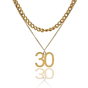 30th birthday gifts for him men - with pendant necklace - 30th birthday decorations for men, 30th anniversary, birthday gift ideas for him, son, husband, friend. The number 30 fashion jewelry