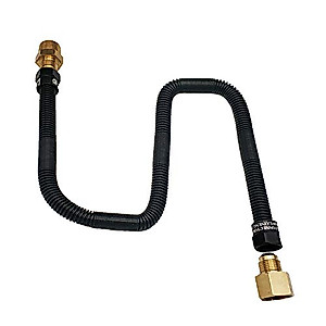 MENSI Non-Whistle 304 Stainless Steel Flexible Flex Gas Line for LPG and NG Fire Pit Hose Connection Kit in 24" Length