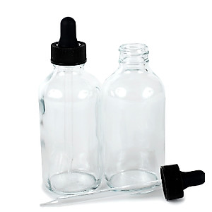 Vivaplex, Clear, 4 oz Glass Bottles, with Glass Eye Droppers - 2 pack