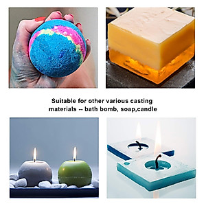 Silicone Resin Molds 5Pcs Resin Casting Molds Including Sphere, Cube, Pyramid, Square, Round with 1 Measuring Cup & 5 Plastic Transfer Pipettes for Resin Epoxy, Candle Wax, Soap, Bowl Mat etc