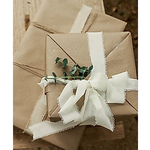 Chiffon Ribbon Mixed Color Handmade Frayed Fringe Sheer Boho Silk Ribbons for Gift Wrapping, Floral, Wedding Invitations, Bouquet, 1-1/2'' 2 Yards*9 Rolls