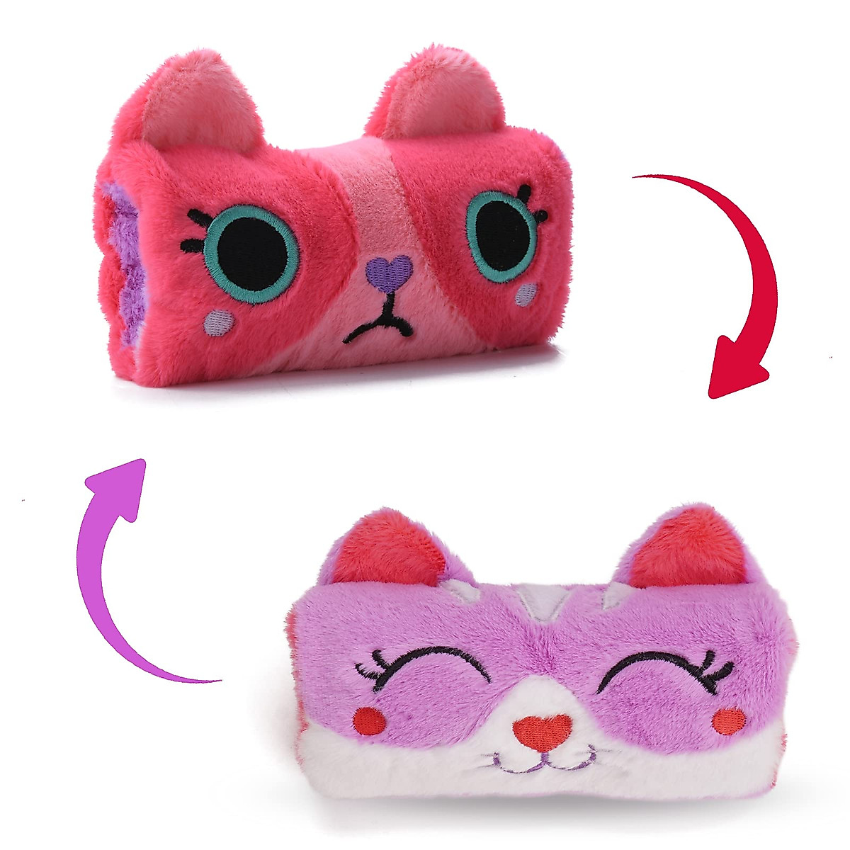 EASYLEISURE Reversible Plushie Bear Stuffed with Water Wiggler Sensory Fidget Stress Relief Water Snake flip Plush Toy Double Sided with Moods Happy and Angry