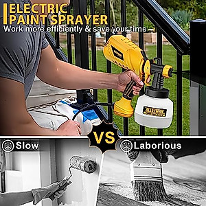 ALLOYMAN Paint Sprayer, 650W HVLP Electric Paint Sprayer, 4 Nozzles and 3 Patterns, with 1200ml Large Container Spray Gun, Easy to Clean, Paint sprayers for Home Interior and Exterior