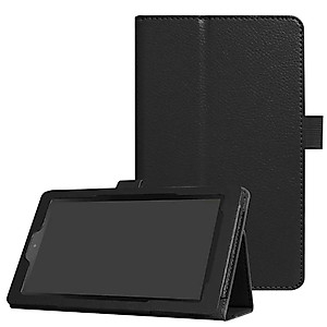 for Amazon Kindle All New Fire 7 SR043KL 7th/9th Generation Smart Cover,Ultra Slim Folio Stand Leather Case Cover for Kindle Fire HD7 7" (2017/2019 Release) (Li-Black)