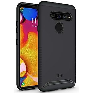 TUDIA DualShield Designed for LG V40 ThinQ Case, [Merge] Shockproof Military Grade Drop Protection Dual Layer Slim Protective Case Cover - Matte Black