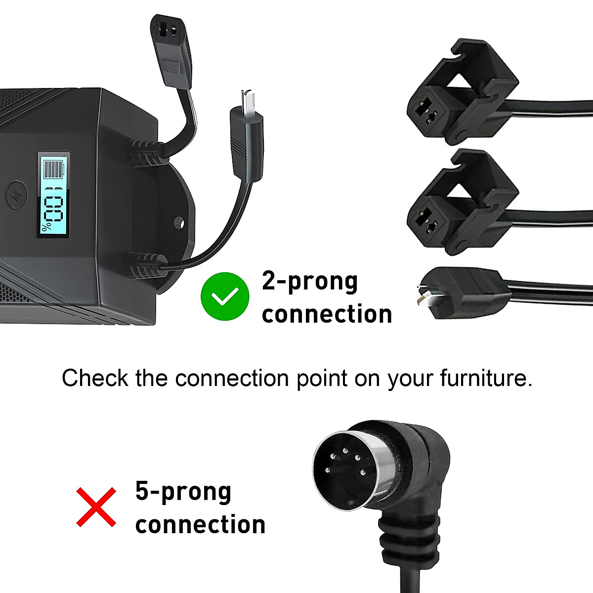 sevkumz Battery Pack for Reclining Furniture with Charger, 2500mAh Recliner Battery Pack Rechargeable for Power Recliner, Lift Chair and Couch, Fit Okin-Limoss-Berkline with LED Display