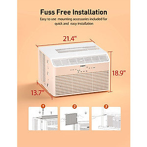 Window Air Conditioner, 8,000 BTU AC Unit for Room Window-Mounted AC with 4 Fan Speeds 5 Modes 24-Hour On/Off Timer Quiet Sleep Mode Remote Control AC Cooler up to 350 sq. ft