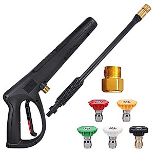 coyardor Pressure Washer Gun with Extension Wand & 5 Spray Nozzle Tips, M22-14mm & M22-15mm Fitting Replacement for Ryobi, Karcher, Powerstroke, Greenworks, Husky, Raptor Blast, Electric Power Washer