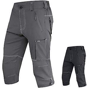 Brisk Bike 3/4 MTB Short Mountain Bike Cycling Short (Grey, M)