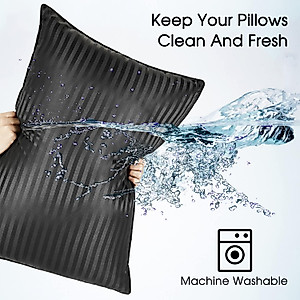 Basic Beyond Bed Pillows for Sleeping - King Size Pillows Set of 2 - Luxury Hotel Collection Down Alternative Pillows, Black, 20x36 Inches