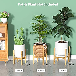 Ruichang Bamboo Holder Mid Century Modern Plant Stands for Indoor Plants Flower Pot Stand Hold Up to 10.6 Inch Planter( Wood Plant Stand Only)