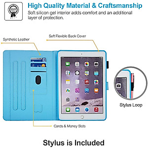 Dteck Case for iPad 9.7 inch 2018 2017 / iPad Air Case/iPad Air 2 Case, PU Leather Folio Smart Cover with Auto Sleep Wake Stand Wallet Case for Apple iPad 6th / 5th Gen,iPad Air 1/2, Beach Live it