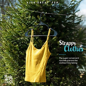 Hangorize Plastic Hangers 20 Pack, Standard-Size Clothes Black Plastic Hangers w/Notches - Black Hangers Plastic for Clothing & Accessories - Closet Organization Essentials for Home, Apartment, Dorm