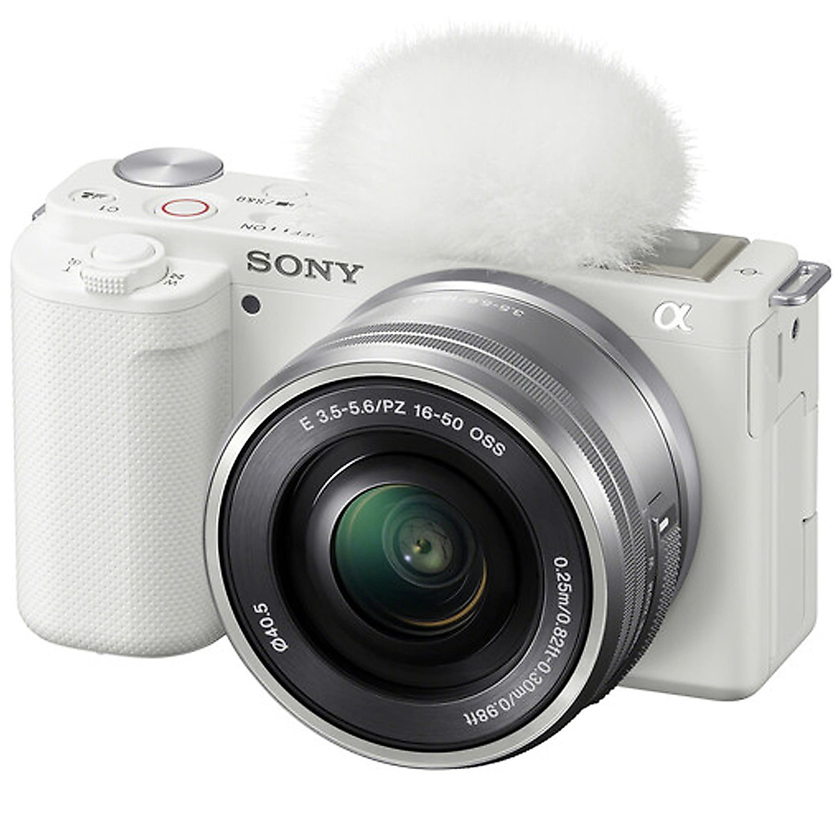 Sony ZV-E10 Mirrorless Camera (White) w/E PZ 16-50mm f/3.5-5.6 OSS Lens + E 55-210mm f/4.5-6.3 OSS Lens + 2X 64GB Memory + Case + Filters + Tripod & More (35pc Bundle) (Renewed)