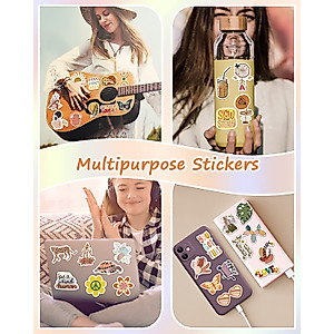 200 Pcs Water Bottle Stickers for Teens Girls, Cute Boho Preppy Stickers for Water Bottles, Waterproof Vinyl Stickers Aesthetic, Laptop Journal Scrapbook Stickers, Cute Sticker Pack Warm Colour