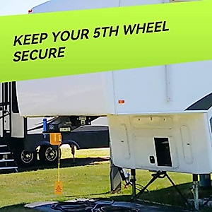 RVMATE 5th Wheel Lock, Heavy Duty Steel King Pin Lock with Anti-Theft Warning Tag, for 5th Wheel/Semi Trailers/RVs/Containers