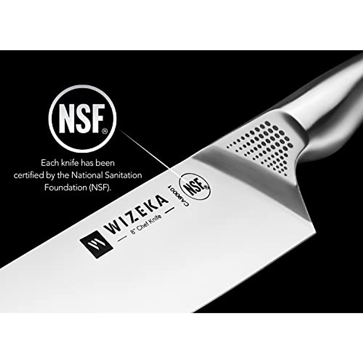 WIZEKA Kitchen Knife Set with Block, NSF Certified 15pcs German Steel 1.4116 Knife Block Set, Professional Chef Knife Set with Built-in Sharpener, Starry Sky Series