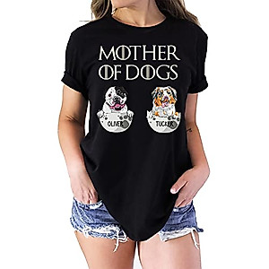 LEVY PAW Personalized Dog Breeds & Names Mother of Dogs (T-Shirt (2 Dogs))