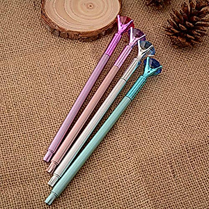 Amyzor 8pcs Kawaii Ballpoint Pen Big Gem Crystal Bling Metallic Ball Pen Gel Ink Pen Student Pens Rollerball Pens For Student Gift Stationery School Office Supplies, 0.5mm Blue Ink