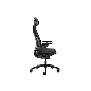 Steelcase Gesture Office Chair with Head Rest - Ergonomic Work Chair with Wheels for Carpet - Comfortable Office Chair - Intuitive-to-Adjust Chairs for Desk - 360-Degree Arms - Licorice Fabric