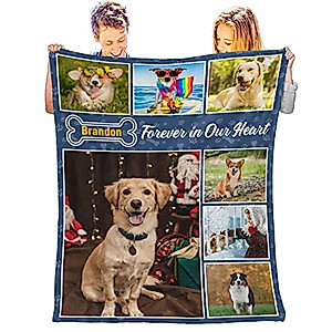 InterestPrint Customized Blankets with Photos Text Personalized Picture Blanket for Dog Gifts for Birthday Family Pet Custom Photo Blanket 7 Collage Throw Blanket for Beding Sofa Travel