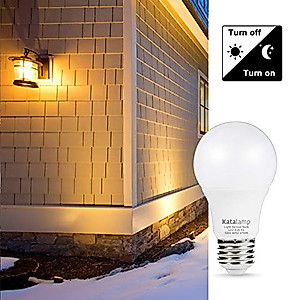 Dusk to Dawn Light Bulb Outdoor - 2 Pack LED Sensor Light Bulb Automatic Light Sensing, 6W 40 Watt Equivalent Warm White 2700K Standard Base, Indoor Outdoor Porch Patio Front Door Yard Lighting