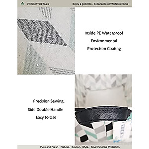 ONOEV 2 Pack Rectangular Fabric storage box,decorative basket and finishing basket with handle are used for the storage of clothes,books and sundries(2 Pack Green geometry)