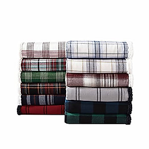 Eddie Bauer- Throw Blanket, Reversible Sherpa Fleece Bedding, Cozy Home Decor (Trailhead Plaid Red, Throw)