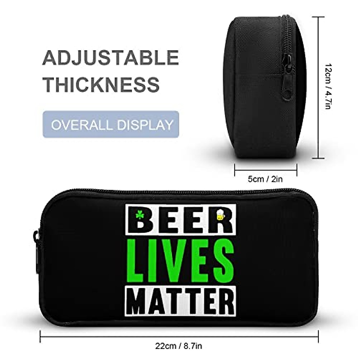Beer Lives Matter Pencil Case Stationery Pen Pouch Portable Makeup Storage Bag Organizer Gift