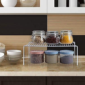 Redrubbit Large (15.7 x 9. 4 Inch) Cabinet Storage Shelf Rack, Rustproof Kitchen Counter and Cabinet Shelf, Storage Rack Organizer for Kitchen, Fridge, Cabinet, Bathroom, Set of 2