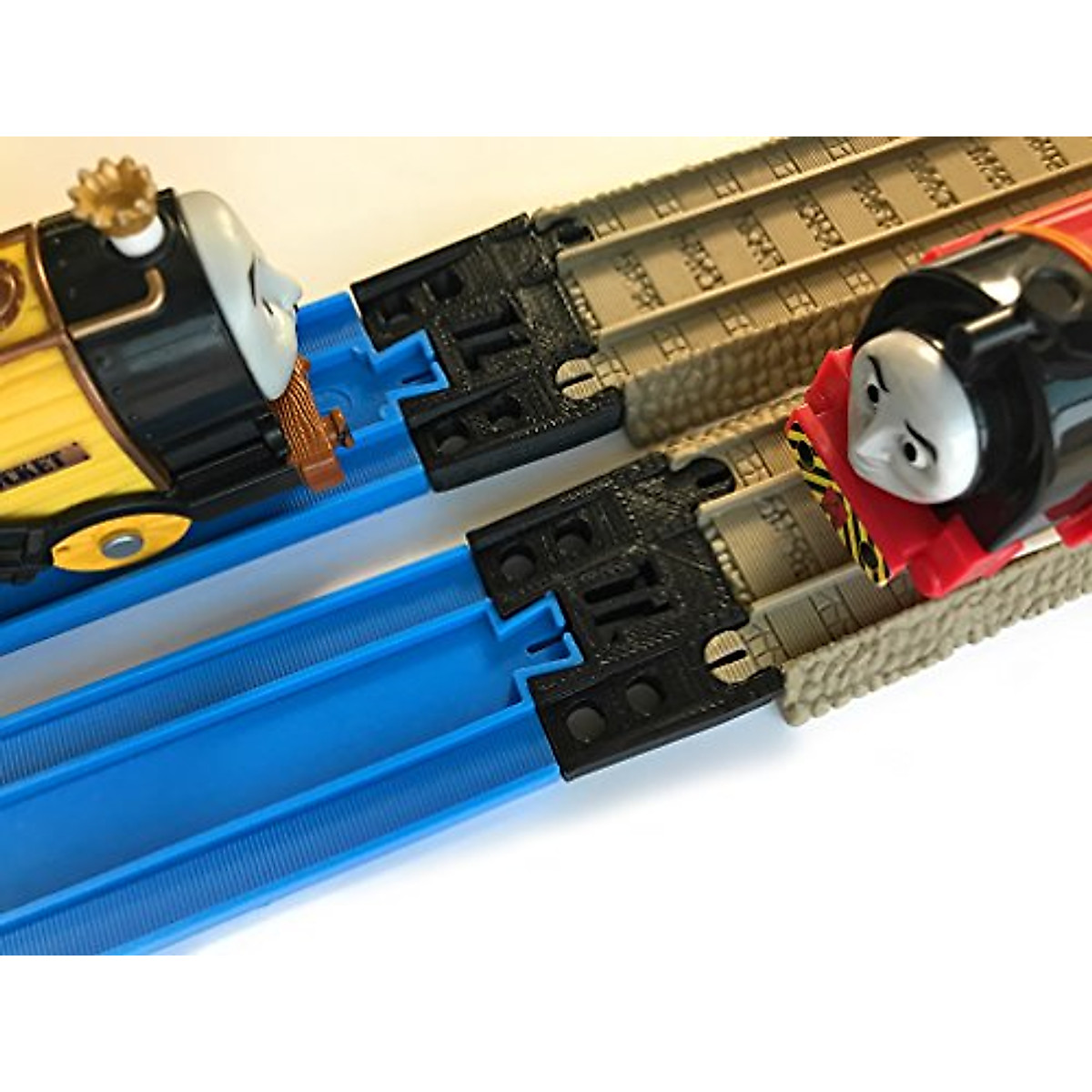 TrainLab Track Adapters Compatible with Plarail to Brown 2009 Trackmaster Tracks 2pcs (Black)