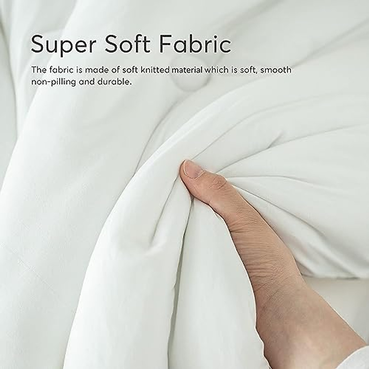 KASENTEX Jersey Knit California King Comforter Set, Noiseless Duvet Insert 3 Piece Solid Breathable, 2 Pillow Shams, 96 by 106 Inches, Lightweight California King Size, White