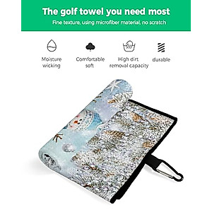Yun Nist Golf Towel Christmas Snowman Light Ball Pine Cone,Waffle Pattern Microfiber Club Cleaner Golf Towels with Carabiner Clip for Women Men Dad,Winter Snowflake Golf Towel for Golf Bags,24x16in