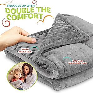 Kidaddle 5lb Weighted Blanket for Kids (Grey), Plush Minky Weighted Lap Pad for Kids with Sensory Processing Issues Like Autism or ADHD, Giftable Kids Weighted Blanket with Travel Bag for Ages 4-10
