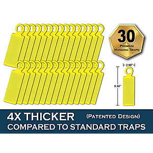MaxGuard (30 Pack) Yellow Sticky Hanging Traps - Catch and Kill Fungus Gnats, Whiteflies, Mosquitos, Aphids, Leaf Miners, Flying Insect Catcher Glue Trappers for Indoor or Outdoor