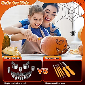 【2022 NEW】 Professional Halloween Pumpkin Carving Kit/Pumpkin Carving Tools/Pumpkin Carving Kit with Stencils for Kids&Adults, Stainless Steel with Hammer for Halloween Decoration Lanterns-12PCS