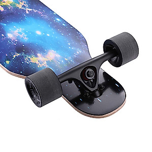 Junli 41 Inch Freeride Skateboard Longboard - Complete Skateboard Cruiser for Cruising, Carving, Free-Style and Downhill Starlit Night