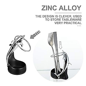 Cabilock Silverware Utensil Holder with Dolphin Shape Flatware Fork Spoon Storage Holder for Coffee Table Bar Countertop Home Party Silver